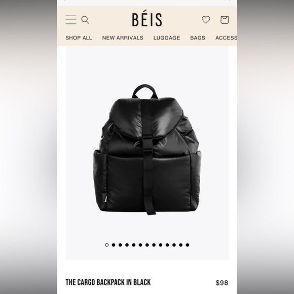 BEIS | Accessories | Iso Beis Puffer Cargo Backpack In Black | Poshmark